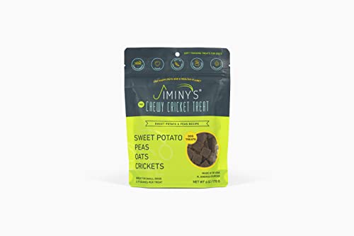 Jiminy's Cricket Treats - Chewy Hypoallergenic Dog Treats, 100% Made in The USA, Cricket Dog Treats, Gluten-Free, Sustainable, All Natural Dog Treats, High Protein - Sweet Potato & Pea, 6oz Bag