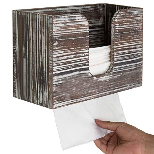 MyGift Rustic Solid Torched Wood Wall Mounted Bathroom Paper Hand Towel Holder, Fits Tri Fold, Multifold, C Fold, Z Fold, Disposable Hand Towel Dispenser Guest Restroom