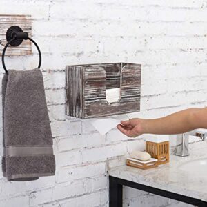 MyGift Rustic Solid Torched Wood Wall Mounted Bathroom Paper Hand Towel Holder, Fits Tri Fold, Multifold, C Fold, Z Fold, Disposable Hand Towel Dispenser Guest Restroom