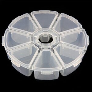 ALL in ONE 3pcs Round Clear Plastic Storage Box Bead Organizer Display Containers (10X2.5cm 8 Grids)