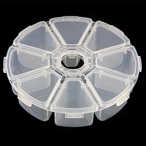 ALL in ONE 3pcs Round Clear Plastic Storage Box Bead Organizer Display Containers (10X2.5cm 8 Grids)