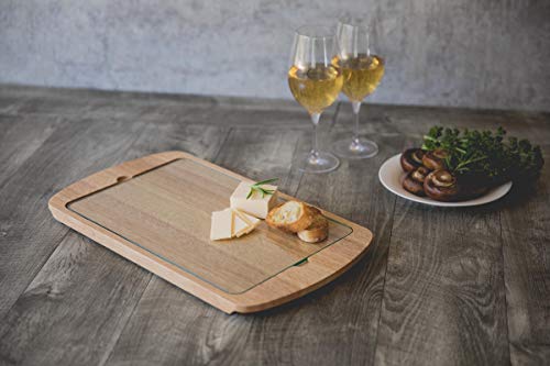 TOSCANA - a Picnic Time brand Billboard Glass Top, Serving Platter, Cheese Charcuterie Boards, (Parawood)