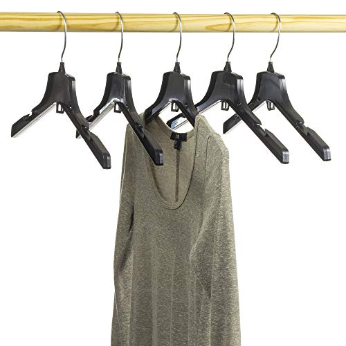 Mainetti 3328 Heavy Duty Black Plastic Hangers With Standard Rotating Metal Hook, Great For Jackets/Coats/Outerwear, 17-Inch (Value Pack Of 100)