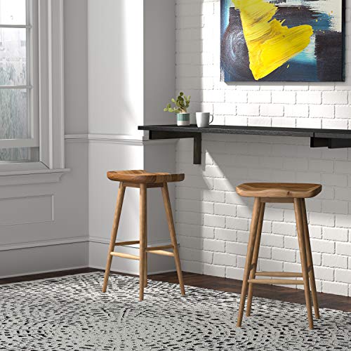 Amazon Brand - Rivet Modern Wood Kitchen Counter Barstool, Natural Finish, 14.4"D x 17.3”W x 29.5”H