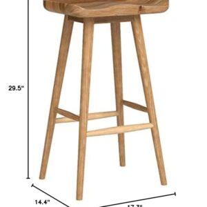 Amazon Brand - Rivet Modern Wood Kitchen Counter Barstool, Natural Finish, 14.4"D x 17.3”W x 29.5”H