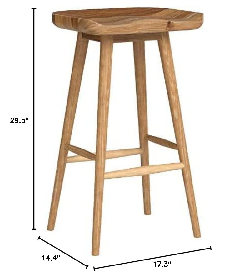 Amazon Brand - Rivet Modern Wood Kitchen Counter Barstool, Natural Finish, 14.4"D x 17.3”W x 29.5”H