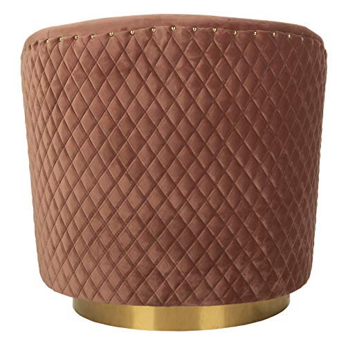 Safavieh Couture Home Clara Glam Dusty Rose Pink Velvet Quilted Swivel Tub Chair