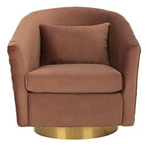 Safavieh Couture Home Clara Glam Dusty Rose Pink Velvet Quilted Swivel Tub Chair