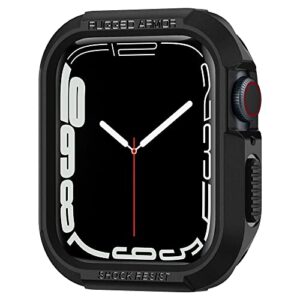 spigen rugged armor protector designed for apple watch case series 8/7 (41mm) and series se2/6/se/5/4 (40mm) - black