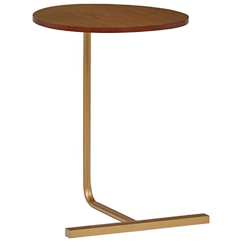 Amazon Brand – Rivet Modern End Table, 19.3 Inch Width, Natural and Gold