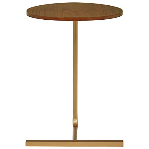 Amazon Brand – Rivet Modern End Table, 19.3 Inch Width, Natural and Gold