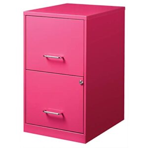 office dimensions 18in. 2 drawer metal soho vertical file cabinet, 18 in, pink