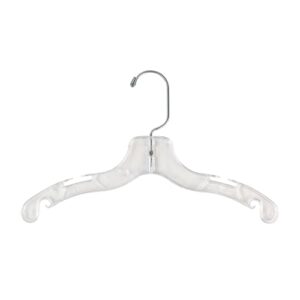 Mainetti 5075 Clear Plastic Hangers With 360 Swivel Metal Hook And Notches For Straps, Great For Children's Shirts/Tops/Dresses, 12-Inch (Value Pack Of 100)