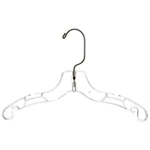 mainetti 5075 clear plastic hangers with 360 swivel metal hook and notches for straps, great for children's shirts/tops/dresses, 12-inch (value pack of 100)