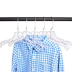 Mainetti 5075 Clear Plastic Hangers With 360 Swivel Metal Hook And Notches For Straps, Great For Children's Shirts/Tops/Dresses, 12-Inch (Value Pack Of 100)