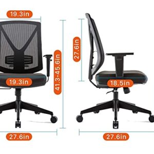 CLATINA Home Office Chair Ergonomic Desk Chair Mid Back Task Chair Mesh Computer Chair with Adjustable Armrest Adjustable Lumbar Support Executive Rolling Swivel Chair for Men Women Adults