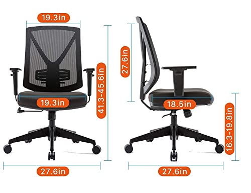 CLATINA Home Office Chair Ergonomic Desk Chair Mid Back Task Chair Mesh Computer Chair with Adjustable Armrest Adjustable Lumbar Support Executive Rolling Swivel Chair for Men Women Adults