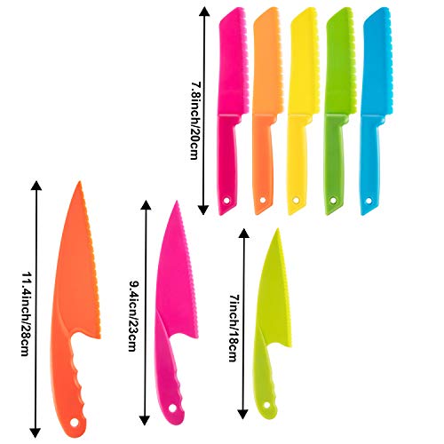 JOVITEC 8 Pieces Kid Plastic Kitchen Knife Set, Children's Safe Cooking Chef Nylon Knives for Fruit, Bread, Cake, Salad, Lettuce Knife