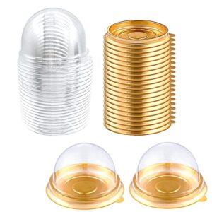 echodone 50 set clear plastic mini cupcake boxes muffin pod dome muffin single container box wedding birthday boxes (gold)