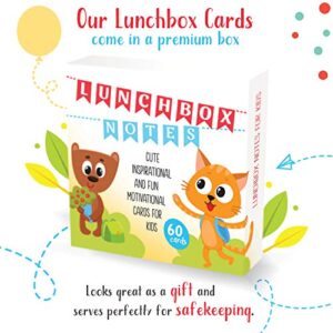 Party Profi Lunch Box Notes for Kids - 60 Cute Inspirational and Motivational Thinking of You Cards for Boys & Girls Lunchbox