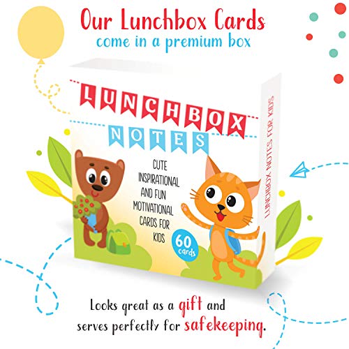 Party Profi Lunch Box Notes for Kids - 60 Cute Inspirational and Motivational Thinking of You Cards for Boys & Girls Lunchbox