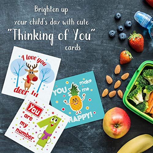 Party Profi Lunch Box Notes for Kids - 60 Cute Inspirational and Motivational Thinking of You Cards for Boys & Girls Lunchbox