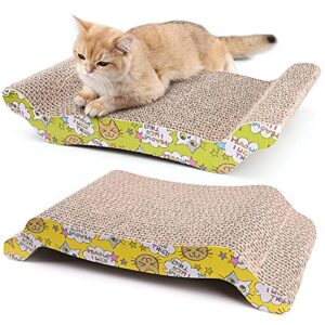 primepets cat scratching board, 2 pack cat scratcher cardboard, cat scratch pad for indoor cats, cat scratcher couch lounge sofa bed, reversible corrugated, catnip included