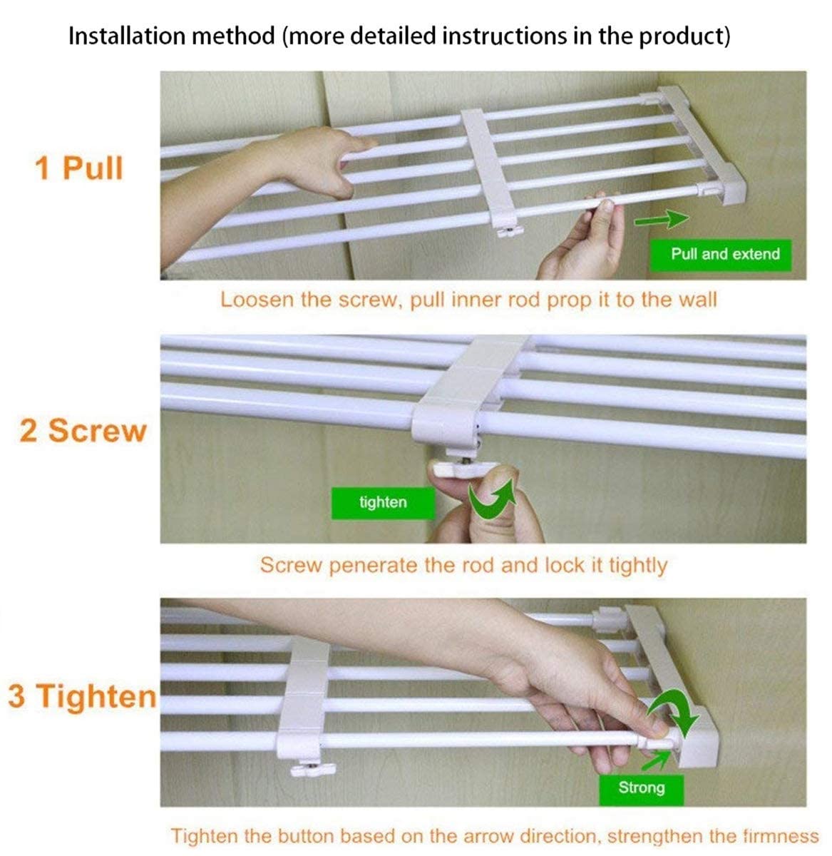 TabEnter Adjustable Shelf Organizer Expandable Closet Shelf and Rod with No Drilling for Wardrobe Cupboard Kitchen Bookcase (15" - 23.6")