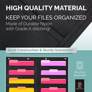 Heavy Duty Storage Pocket Chart for Classroom and Office, 20 Pockets, 4 Over Door Hangers Included, Hanging Wall File Organizer for File Folders, School Mailbox, Home/Office Papers & More (Black)