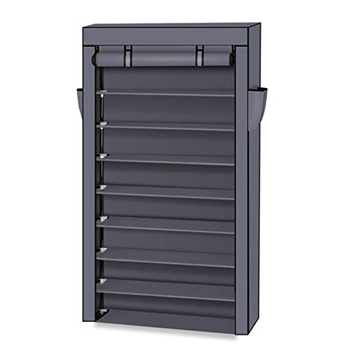 Xy Litol 10-Tier Shoe Rack Cabinet - 45 Pair Shoe Organizer for Entryway, Closet, Bedroom, and Hallway Grey