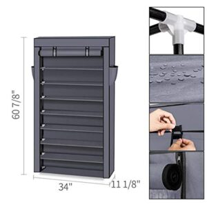 Xy Litol 10-Tier Shoe Rack Cabinet - 45 Pair Shoe Organizer for Entryway, Closet, Bedroom, and Hallway Grey