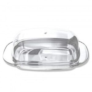 handy housewares large double-wide clear acrylic butter serving storage dish with lid