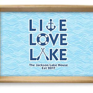 Live Love Lake Natural Wooden Tray - Large (Personalized)