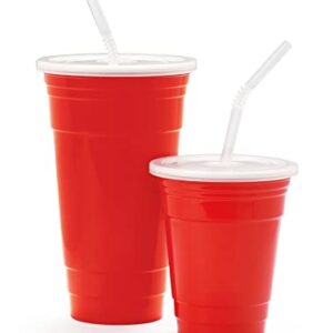 G.E.T. SC-16-R BPA-Free Reusable Plastic Red Party Cup Tumbler Only, 16 Ounce, Red (Set of 12)