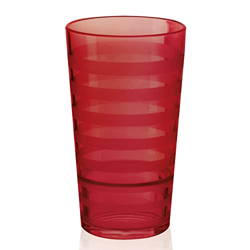 G.E.T. SW-1520-R Orbis Shatterproof Opaque Striped Plastic Tumbler, 20 Ounce, Red (Set of 12)