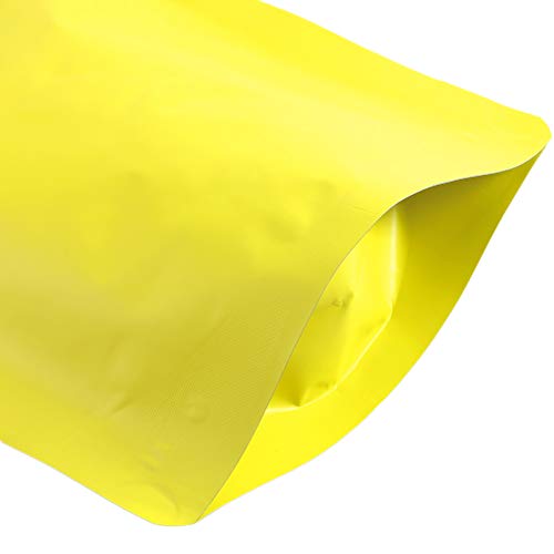 QQ Studio Double Sided Matte Heat Sealable Mylar Aluminum Standup Bags (100 Pack) (5.1" x 7.1", Matte Yellow)