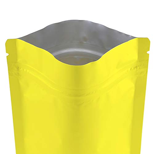 QQ Studio Double Sided Matte Heat Sealable Mylar Aluminum Standup Bags (100 Pack) (5.1" x 7.1", Matte Yellow)