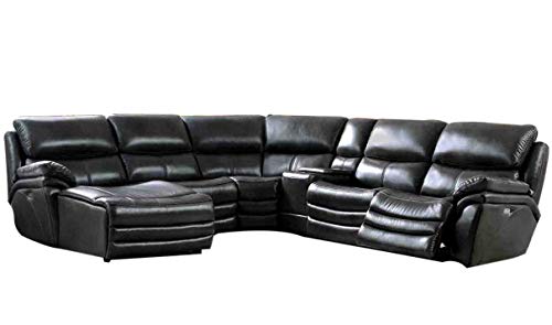 2711 Leather Left Hand Facing Sectional Sofa in Dark Gray