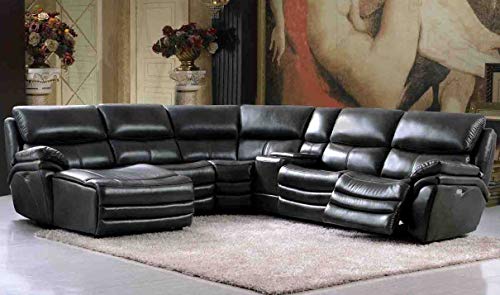 2711 Leather Left Hand Facing Sectional Sofa in Dark Gray