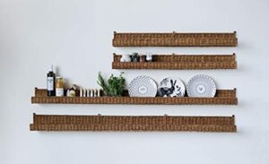 creative co-op handwoven rattan wall shelf, 60 inch x 5 inch, brown