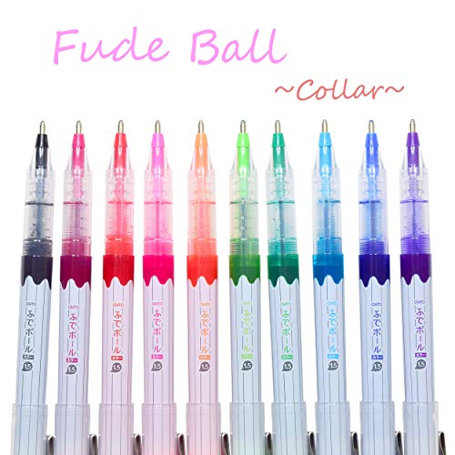 Ohto Fude Ball Color Rollerball Pen 1.5 mm, 10 Colors Ink, 10-pack, Sticky Notes Value Set