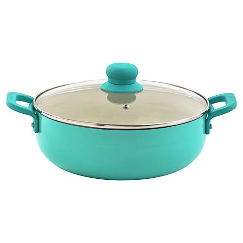 IMUSA USA, Tea Caldero (Dutch Oven) with Glass Lid Ceramic Interior 2-Quart, Teal