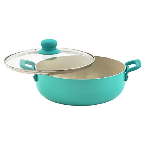 IMUSA USA, Tea Caldero (Dutch Oven) with Glass Lid Ceramic Interior 2-Quart, Teal