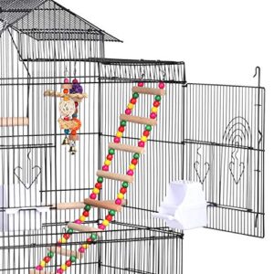 Yaheetech Large Parakeet Bird Cage for Mid-Sized Parrots Cockatiels Sun Conures Green Cheek Parakeets Budgies Lovebird Parrotlets Canary Finch Pet Bird Cage w/1 Ladder & 2 Hanging Toys