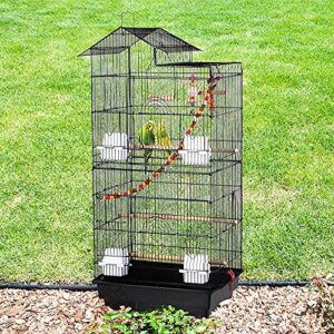 Yaheetech Large Parakeet Bird Cage for Mid-Sized Parrots Cockatiels Sun Conures Green Cheek Parakeets Budgies Lovebird Parrotlets Canary Finch Pet Bird Cage w/1 Ladder & 2 Hanging Toys