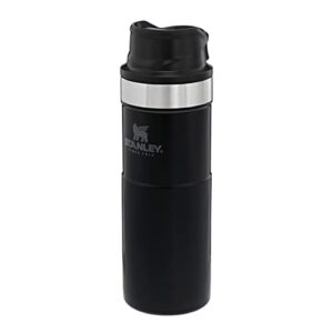 stanley trigger action travel mug 0.47l matt black – keeps hot for 7 hours - bpa-free stainless steel thermos travel mug for hot drinks - leakproof reusable coffee cups