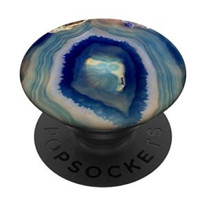 blue geode, agate crystal popsockets grip popsockets popgrip: swappable grip for phones & tablets