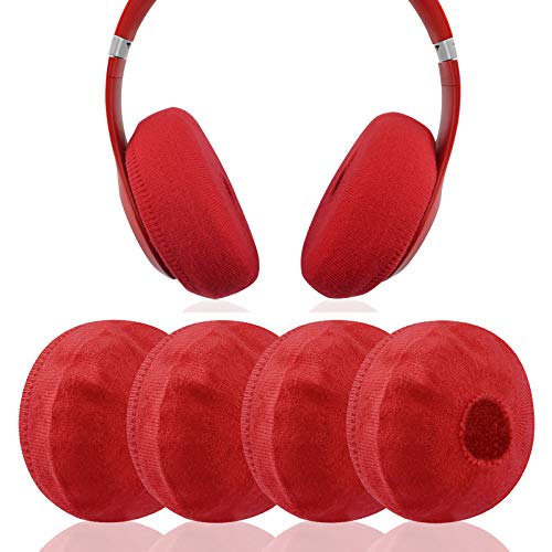 Geekria 2 Pairs Knit Headphones Ear Covers, Washable & Stretchable Sanitary Earcup Protectors for Over-Ear Headset Ear Pads, Sweat Cover for Warm & Comfort (M/Red)