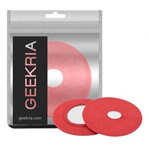 Geekria 2 Pairs Knit Headphones Ear Covers, Washable & Stretchable Sanitary Earcup Protectors for Over-Ear Headset Ear Pads, Sweat Cover for Warm & Comfort (M/Red)