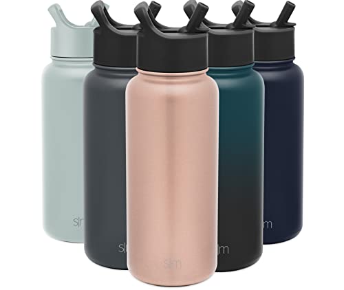 Simple Modern Water Bottle with Straw Lid Vacuum Insulated Stainless Steel Metal Thermos Bottles | Reusable Leak Proof BPA-Free Flask for Gym, Travel, Sports | Summit Collection | 32oz